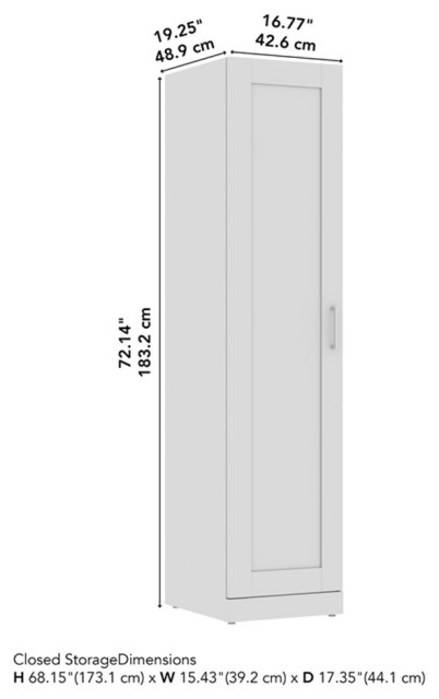 Hampton Heights Tall Narrow Storage Cabinet with Door in White ...