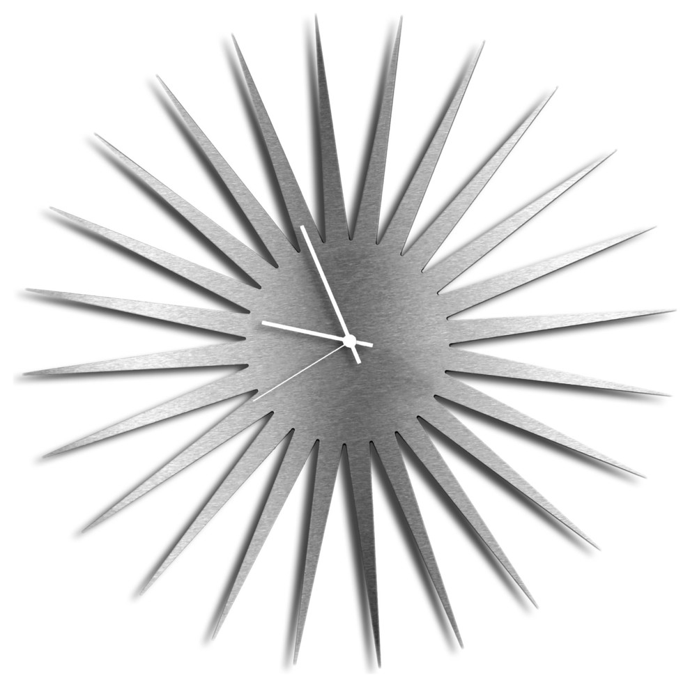MCM Starburst Clock, Silver, Midcentury Modern Wall Clocks - Midcentury ...