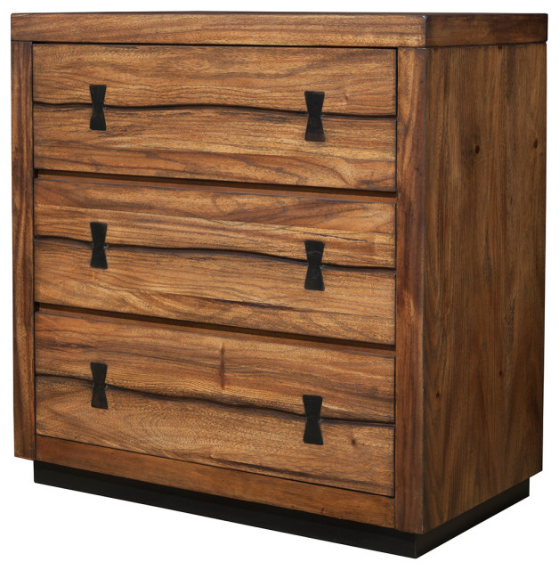 Live Edge 3 Drawer Small Chest, Tobacco - Rustic - Accent Chests And ...