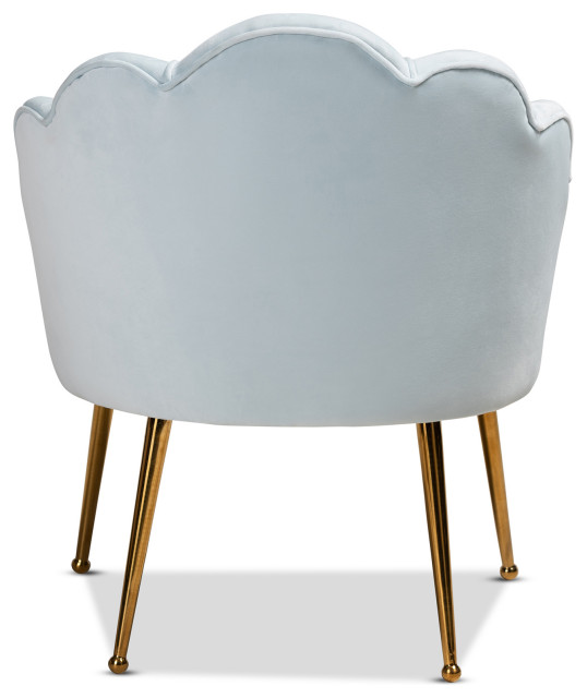 Coralye Velvet Upholstered Seashell Accent Chair, Light Blue ...