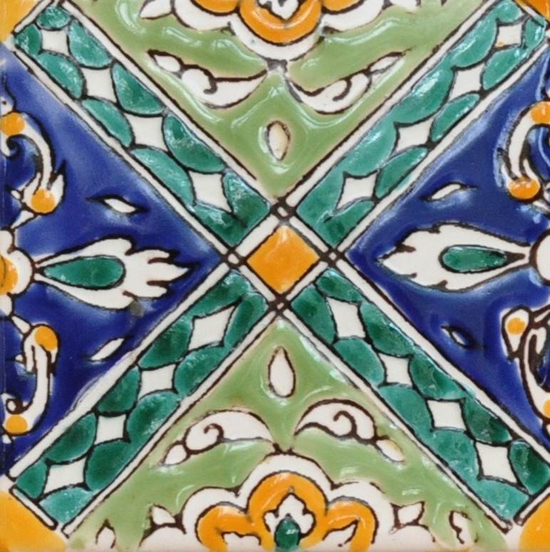 Med Collection Dominique Hand Painted Ceramic Tile, 4"x4 ...