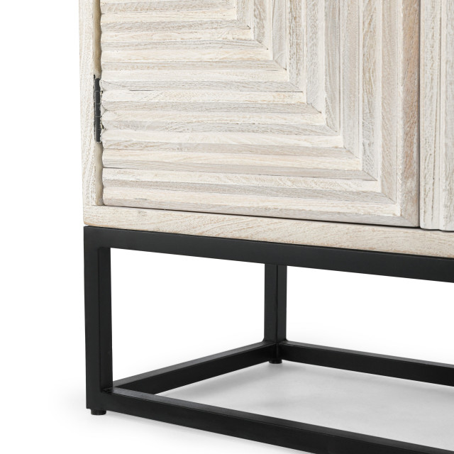 Flint Six-Door Mango Wood Sideboard in White Wash - Industrial - Buffets And Sideboards - by ...