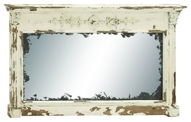 Vintage Cream Wood Wall Mirror 14839, 59" x 4" x 36" - French Country ...