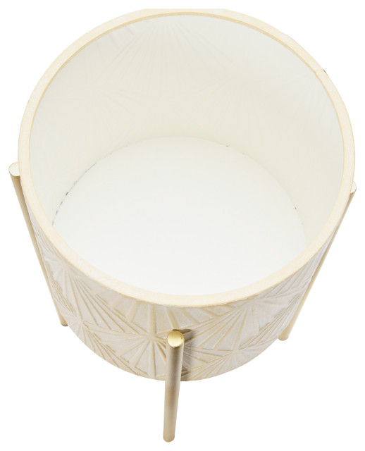 Metal Planters with Stand, 2-Piece Set - Contemporary - Indoor Pots And ...