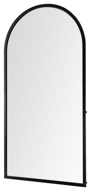 Giovanna Black Metal Frame Arched Rectangular Wall Mirror, 49" x 24 ...