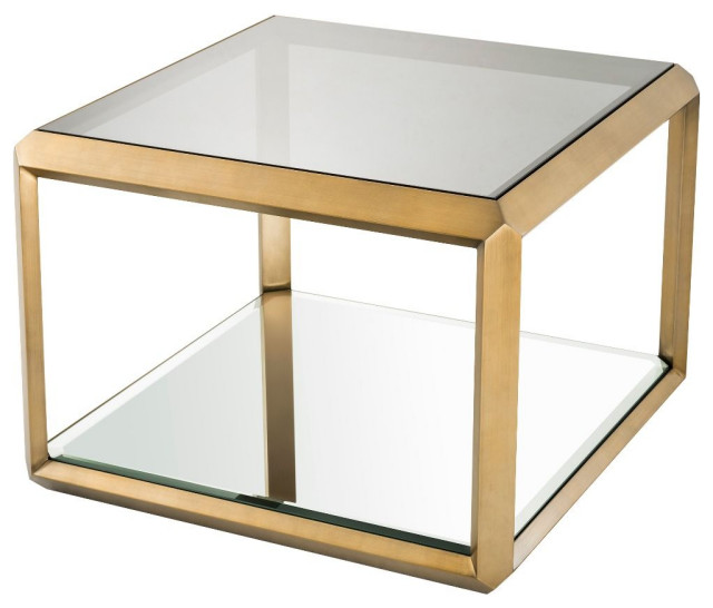 Brass Glass Box Side Table | Eichholtz Callum - Contemporary - Side ...