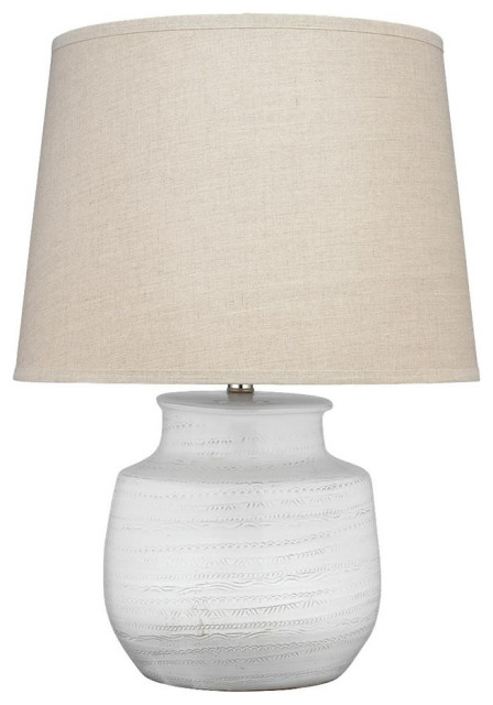 Elegant Embossed Pattern Textured Ceramic Table Lamp 26 in White ...