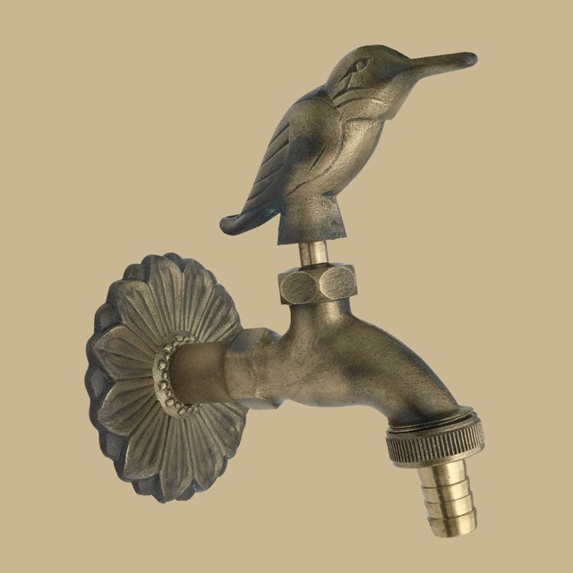 Outdoor Faucet Bird Shaped Spigot Solid Brass Antique Finish Garden Tap ...