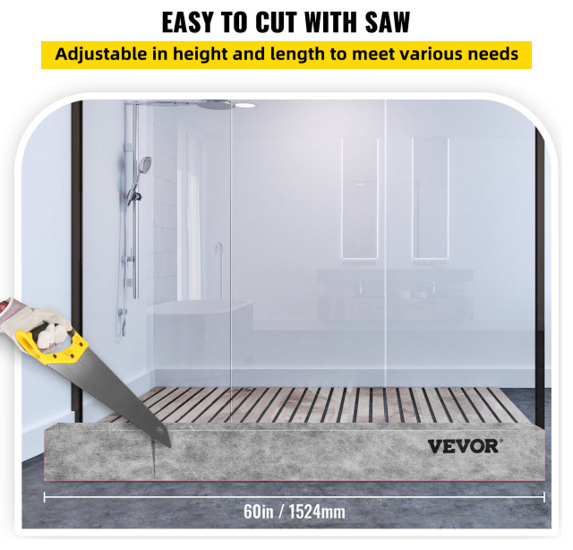 VEVOR Shower Curb Waterproof Foam Curb 60'' x 4.5'' x 6'' XPS Cuttable ...