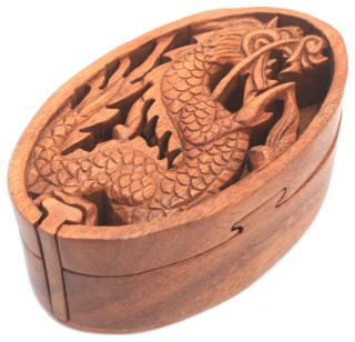 NOVICA Dragon Oval And Wood Puzzle Box - Asian - Decorative Boxes - by ...