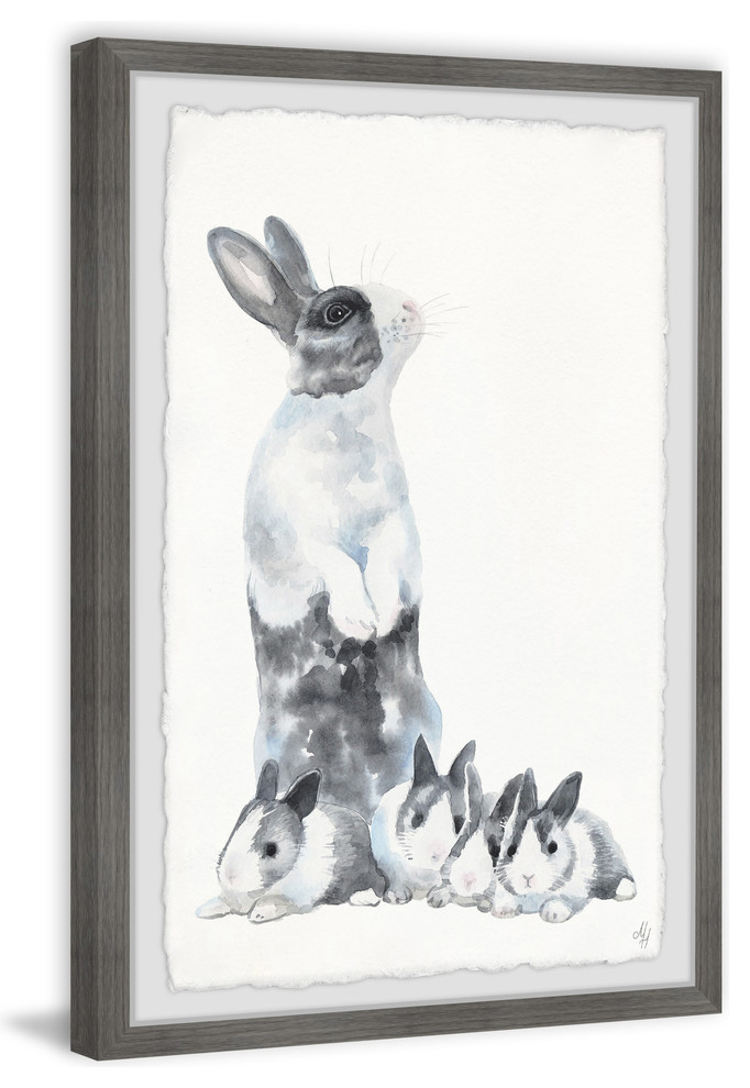"Hare Family Portrait" Framed Painting Print, 24"x36" - Farmhouse ...