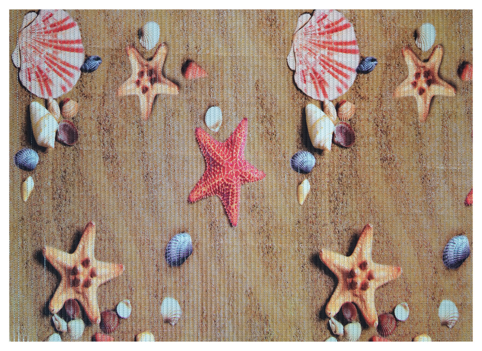 Seashell PVC Bathroom Mat, Beige, 26" x 39", Covers 6.9 sq ft, 26" x 39 ...