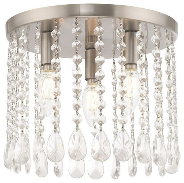 3 Light Flush Mount in Glam Style - 11 Inches wide by 9.25 Inches high ...