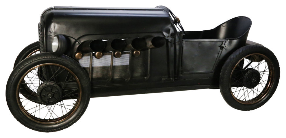 Metal 41" Race Car Wine Rack, Black - Industrial - Wine Racks - by ...