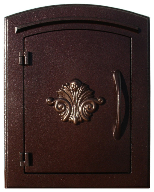Non-Locking Column Mount Mailbox With "Decorative Scroll Logo", Antique ...