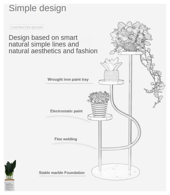 Golden Multi-Layer Flower Stand for Indoor Porch, Living Room, Balcony ...