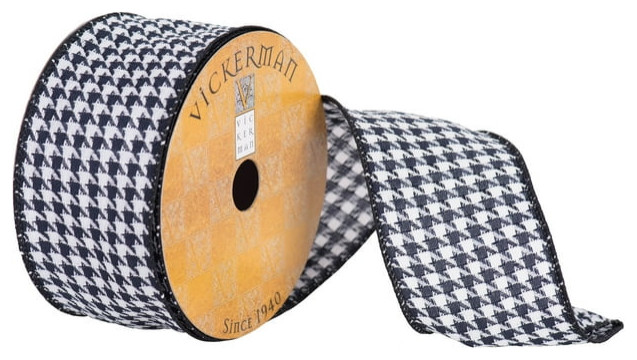 Vickerman Q170041 2.5" x 10 Yards Black and White Houndstooth Woven ...