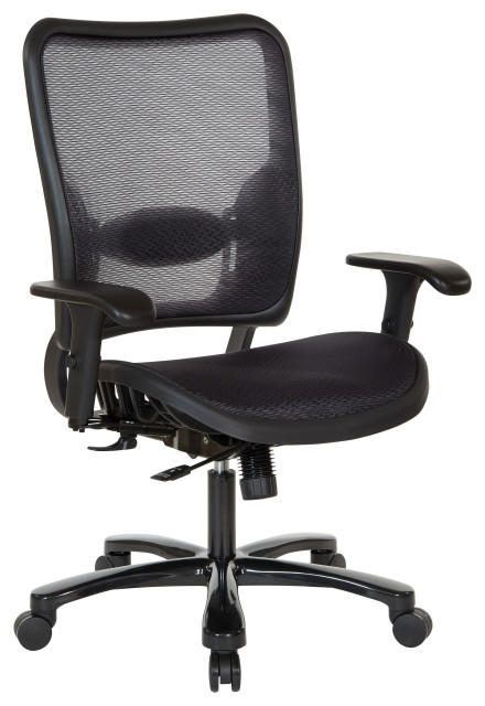 Air Grid Seat and Back Big & Tall Ergonomic Chair, Aluminum Silver Base ...