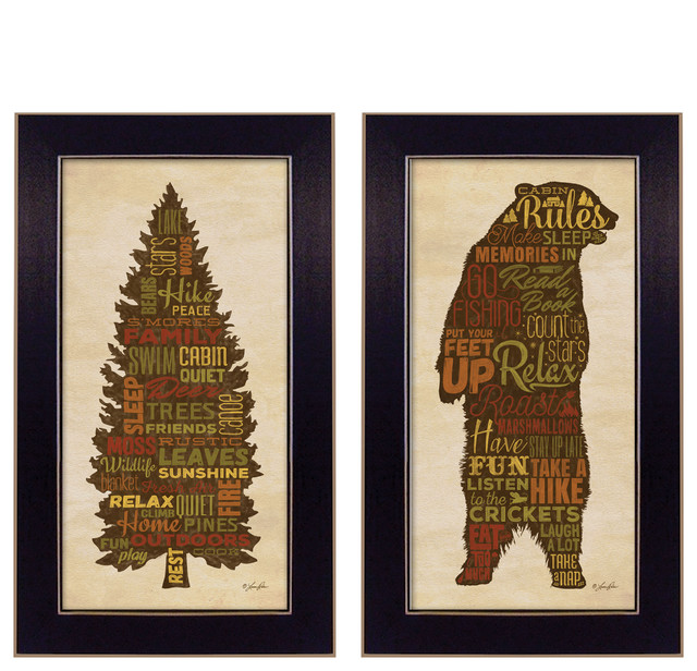 "Cabin Rules" Collection By Lauren Rader, Printed Wall Art, Black Frame - Rustic - Prints And ...
