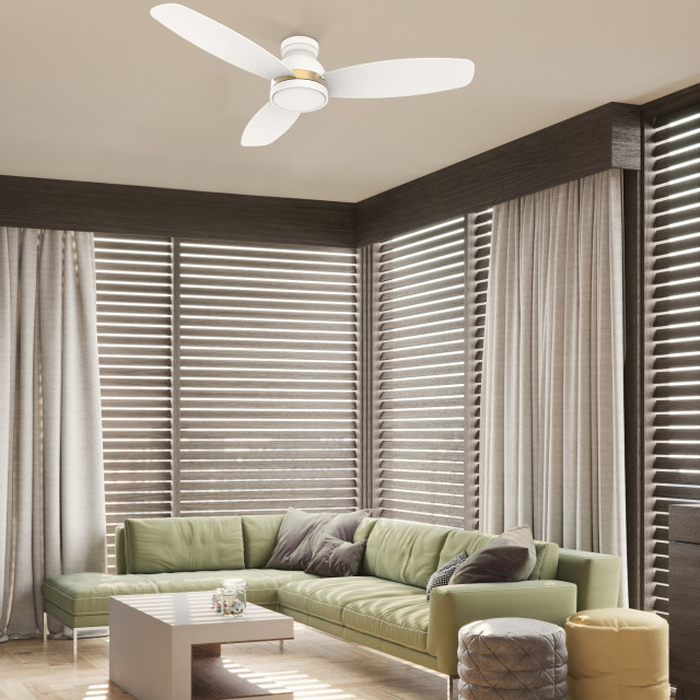 CARRO 48" Flush Mount Ceiling Fan With Dimmable LED Light and Remote ...