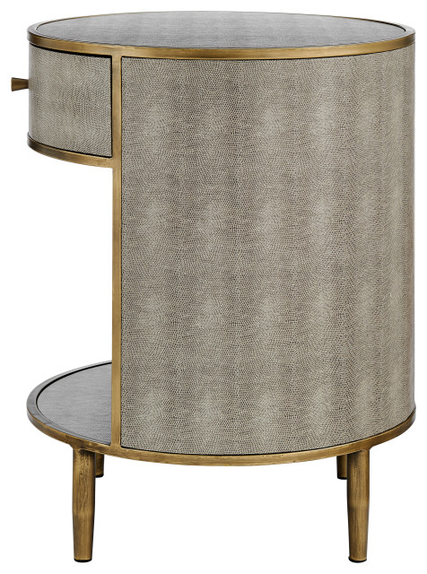 Loretta Faux Shagreen Side/ End Table - Midcentury - Nightstands And ...