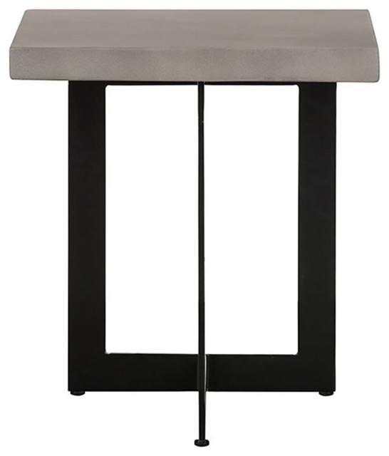 Limari Home Sharon Square Modern Concrete & Metal End Table in Gray ...