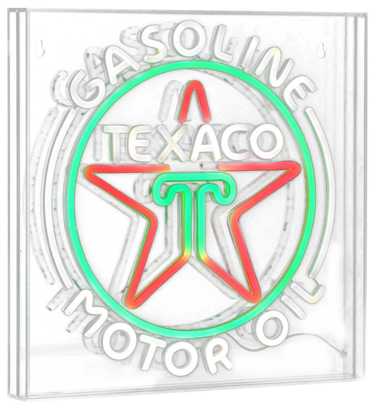 Licensed Texaco Gasoline Motor Oil Acrylic LED Wall Decor Sign, 16x16 ...