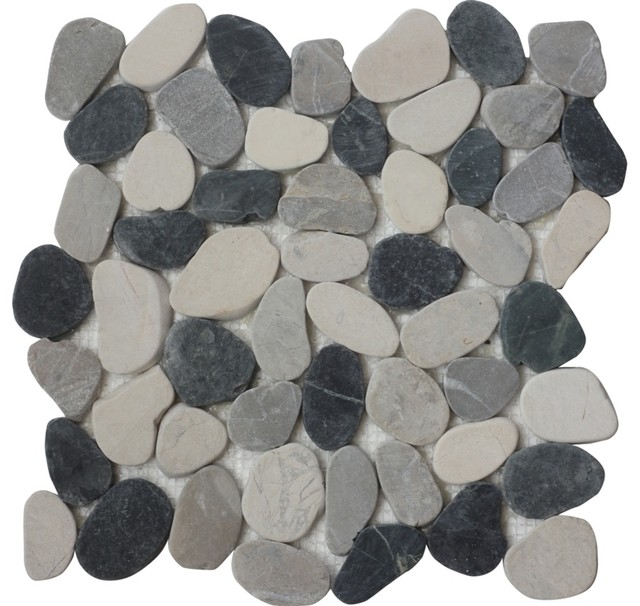 Java Indonesian Natural Interlocking Pebble Tiles, 12"x12", Set of 100 ...