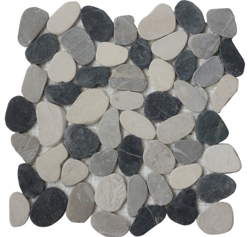 Java Indonesian Natural Interlocking Pebble Tiles, 12"x12", Set of 100 ...
