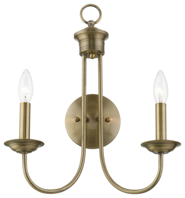 Estate 2 Light Antique Brass Double Sconce - Transitional - Wall ...