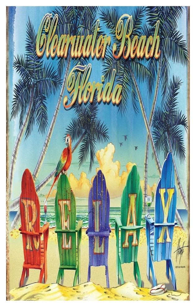 Jim Mazzotta Relax Chairs Clearwater Beach Florida Art Print, 12"x18 ...