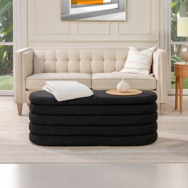 Fuji 49" Upholstered Oval Storage Bench - Contemporary - Accent And ...