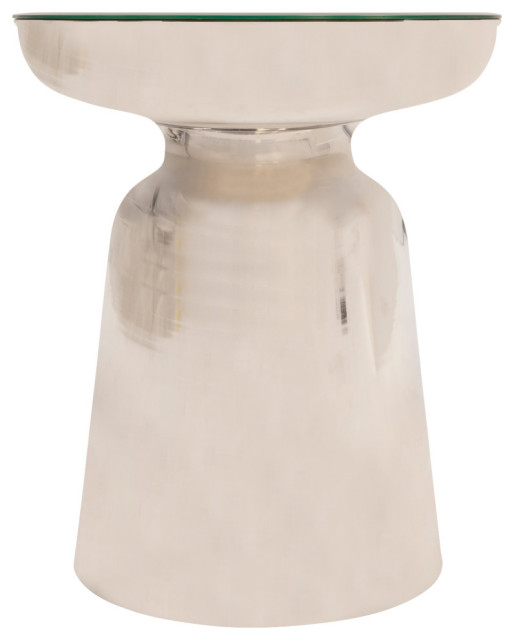 Metal, Side Table With Mirror Top, Silver, 16x16x19" - Contemporary ...