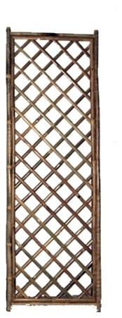 Framed Bamboo Lattice Panel, Diamond Pattern Opening, 24"x72" - Asian ...