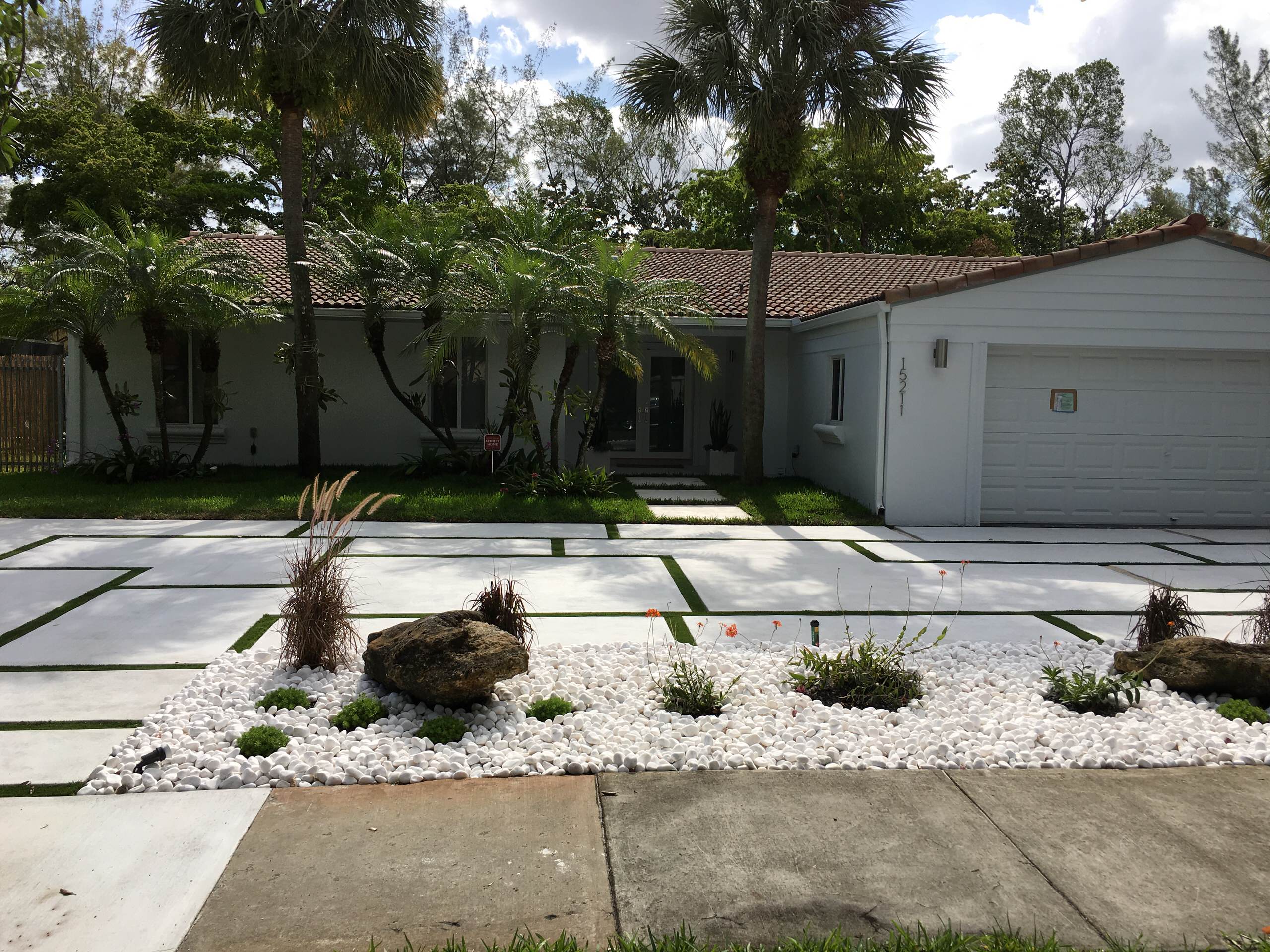 White Concrete Driveway Ideas