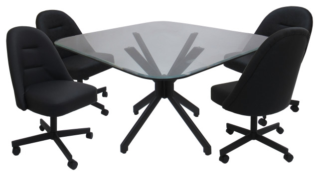 M-235 Dinette Swivel Metal Caster Chairs - Clear Glass - Contemporary ...