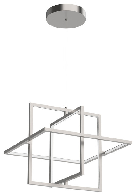 Mondrian Pendant Light, Brushed Nickel, 19.375"Lx19.375"Wx17"H, 19.375 ...