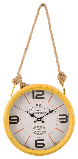 Yosemite Home D'cor Circular Wall Clock, Yellow Frame, CLKE14203 ...