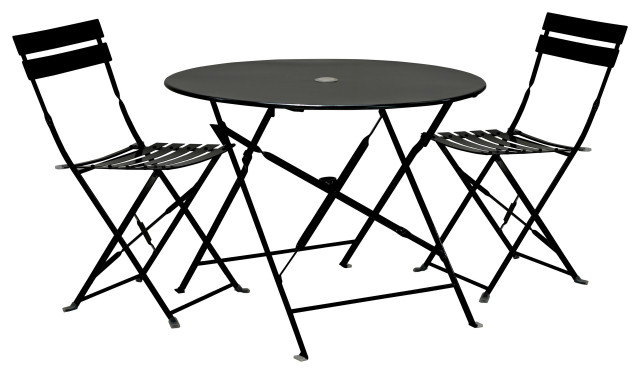 30" Round Bistro Table Set, Black - Transitional - Outdoor Pub And ...