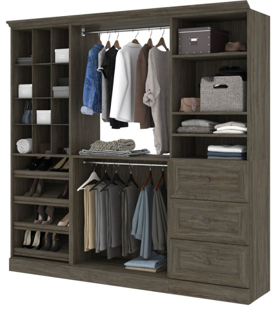 Bestar Versatile 86"W Engineered Wood Closet System with Drawers in ...