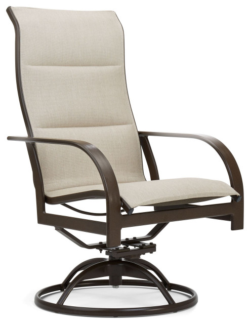 Key West Padded Sling Ultra High Back Swivel Rocker Dining Chair, Set ...