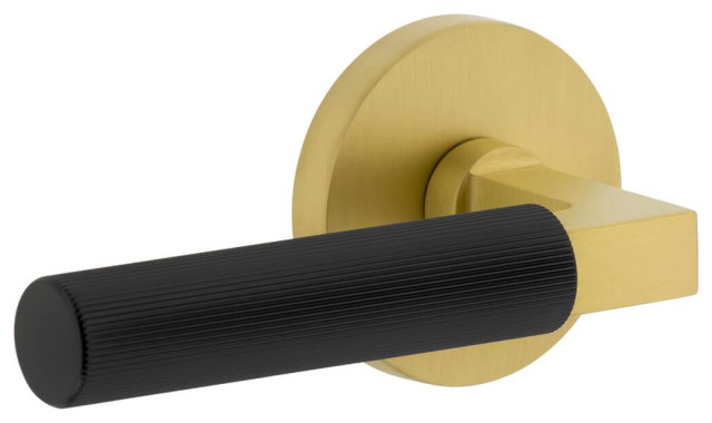 Circolo Rosette Satin Brass With Satin Black Contempo Fluted Lever ...