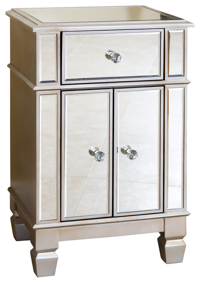 Sophie Mirrored Accent Table, Silver - Traditional - Side Tables And ...