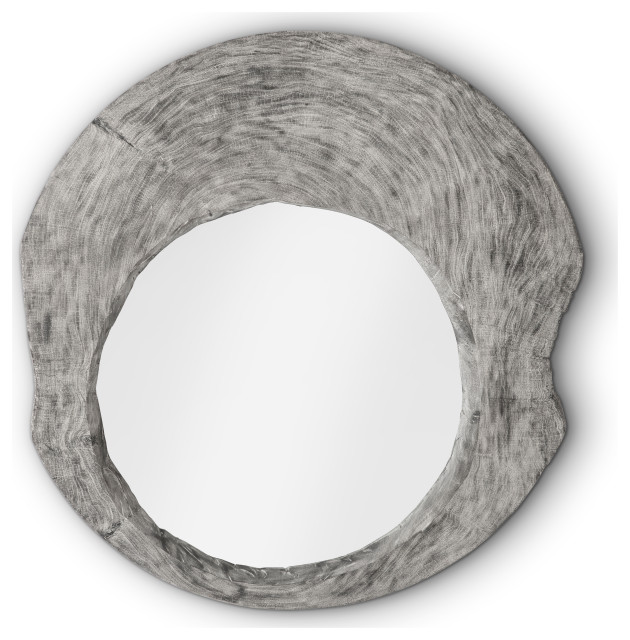 Wood Wall Mirror, Gray Stone, Round - Rustic - Wall Mirrors - by ...
