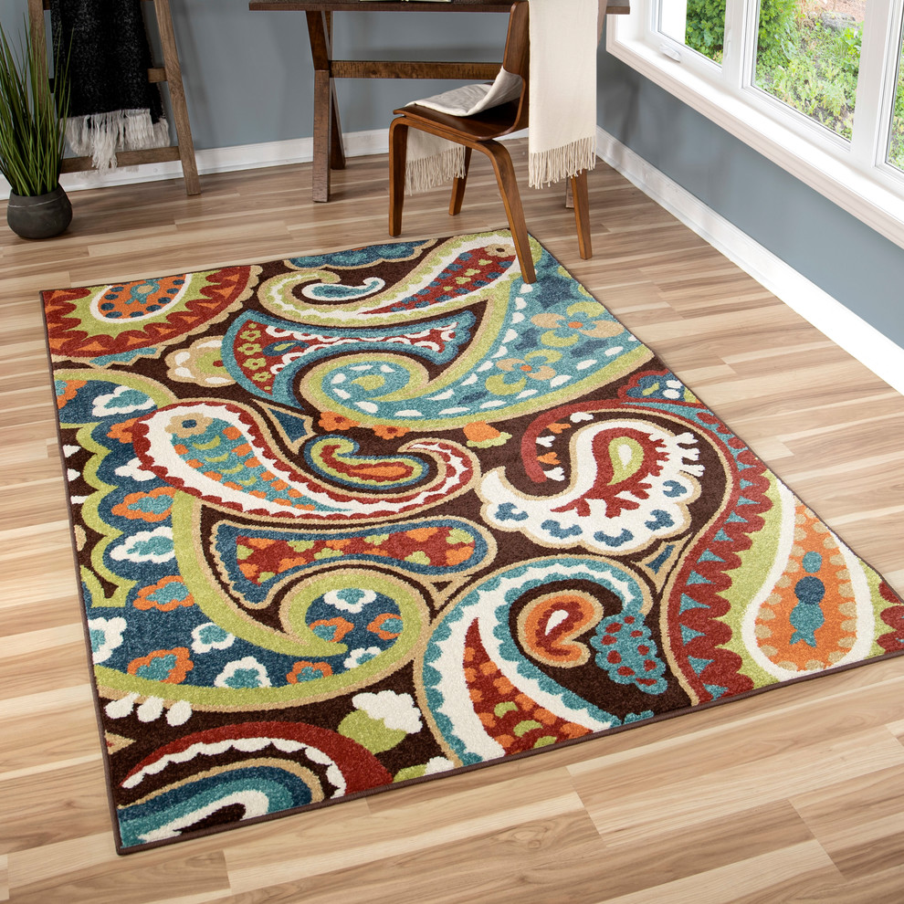 Orian Veranda Indoor/Outdoor Paisley Area Rug, 7'8"x10'10 ...