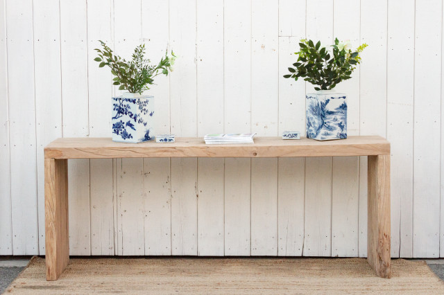 Exquisite Reclaimed Wood Waterfall Console Table - Rustic - Console ...