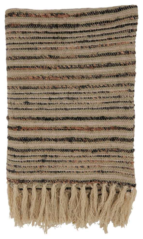 Striped Design Natural Throw - Contemporary - Throws - by Saro ...