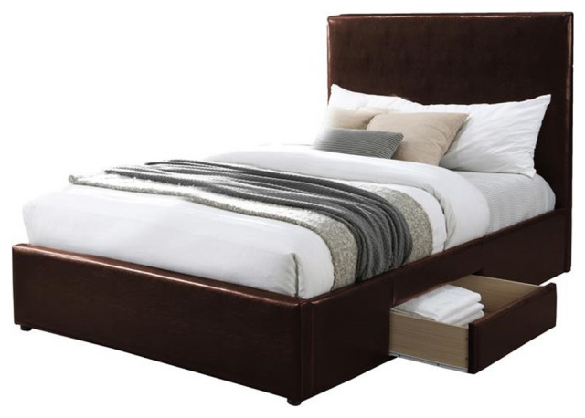 Bella Esprit Modern Solid Wood/Faux Leather Upholstered Full Bed in ...