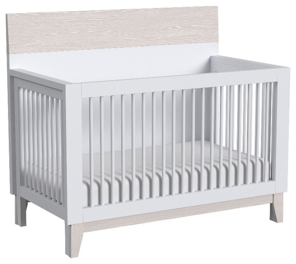 Westwood Design Rowan Modern Wood Convertible Crib in Ash Linen White ...