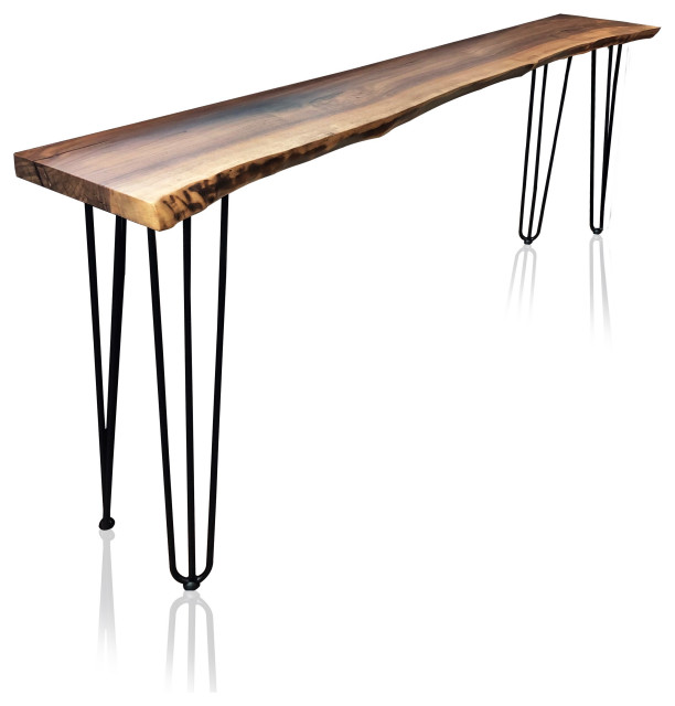 Live Edge Bar Table Black Walnut Sofa Table U Shape or Hairpin, 72 - Industrial - Console Tables ...